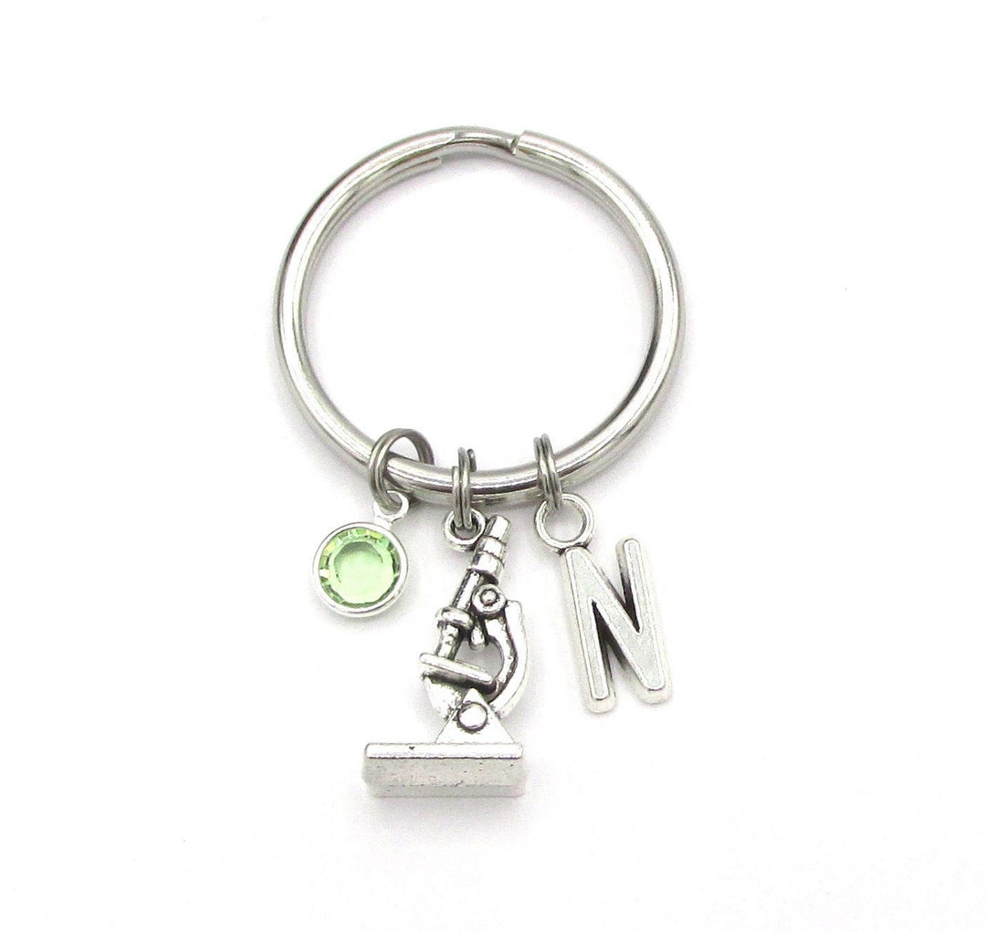 Microscope Keychain- Choose a Birthstone and Initial, Microscope ...