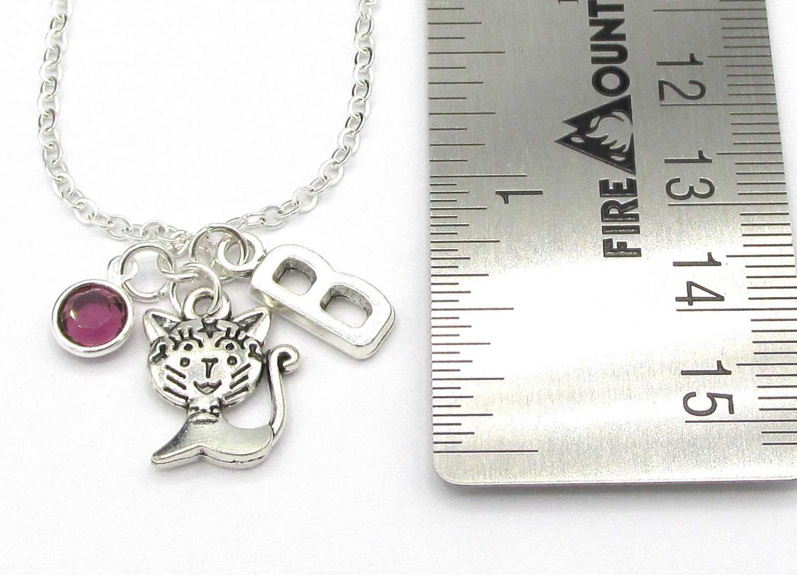 Cat Bracelet birthstone and initial Cat Jewelry Cat Gift | Etsy