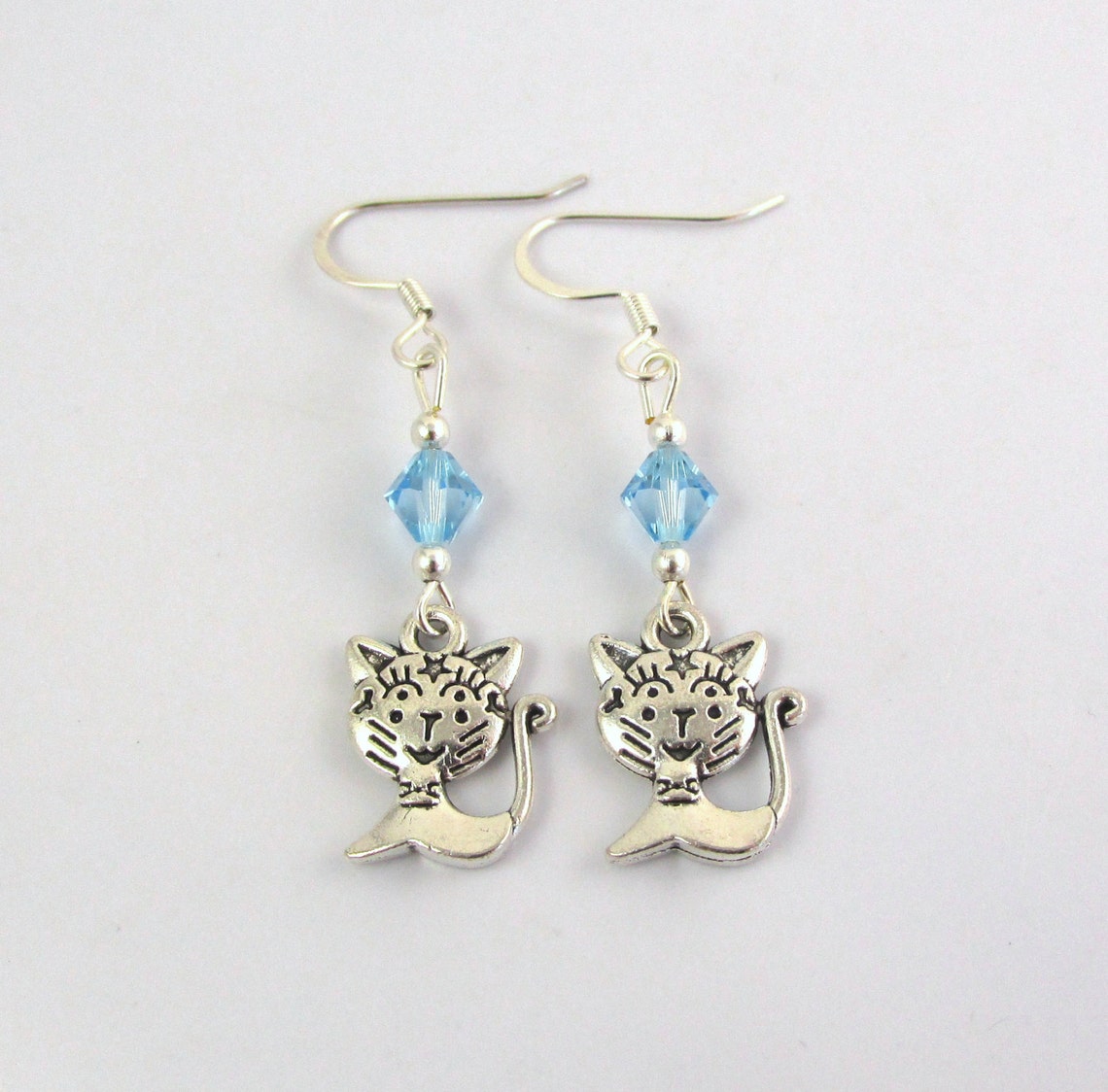 Cat Earrings- Choose a Birthstone, Cat Jewelry, Cat Charm Earrings ...