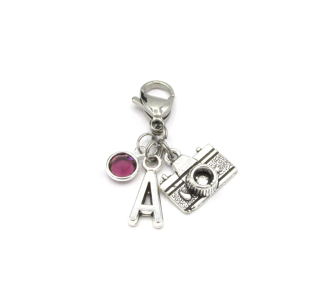 Camera Zipper Pull- Birthstone and Initial, Camera Accessories, Camera ...