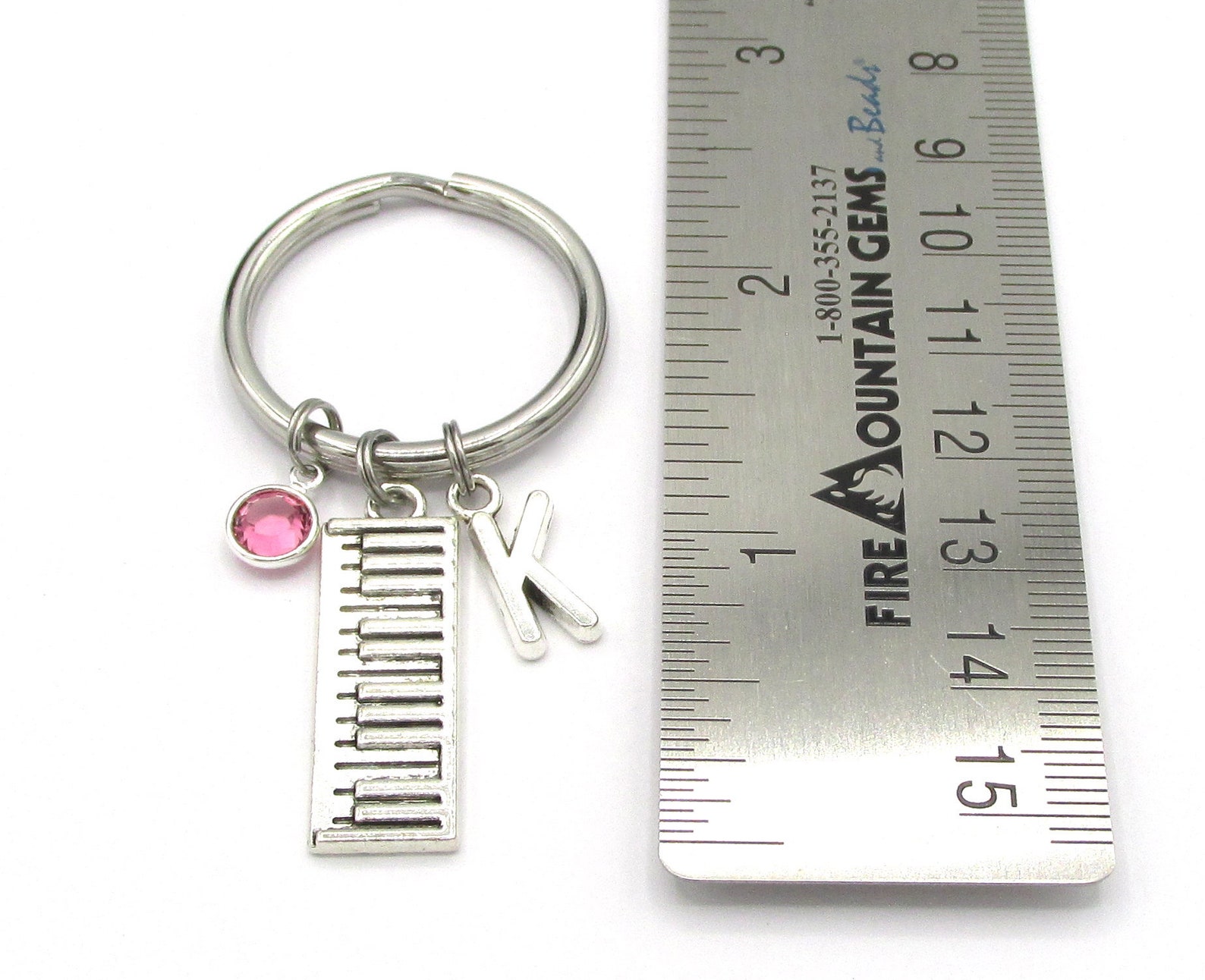 Piano Keychain Birthstone and Initial Piano Keyring Piano - Etsy