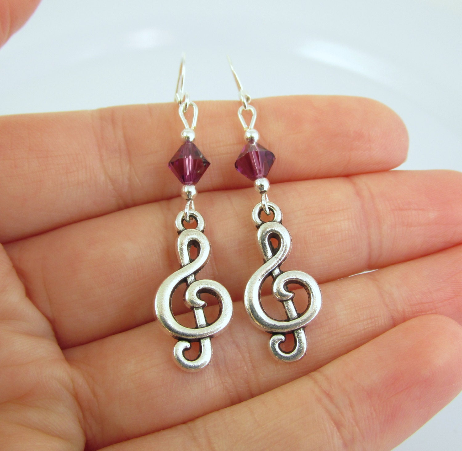 Treble Clef Earrings Choose a Color Treble Clef Jewelry - Etsy