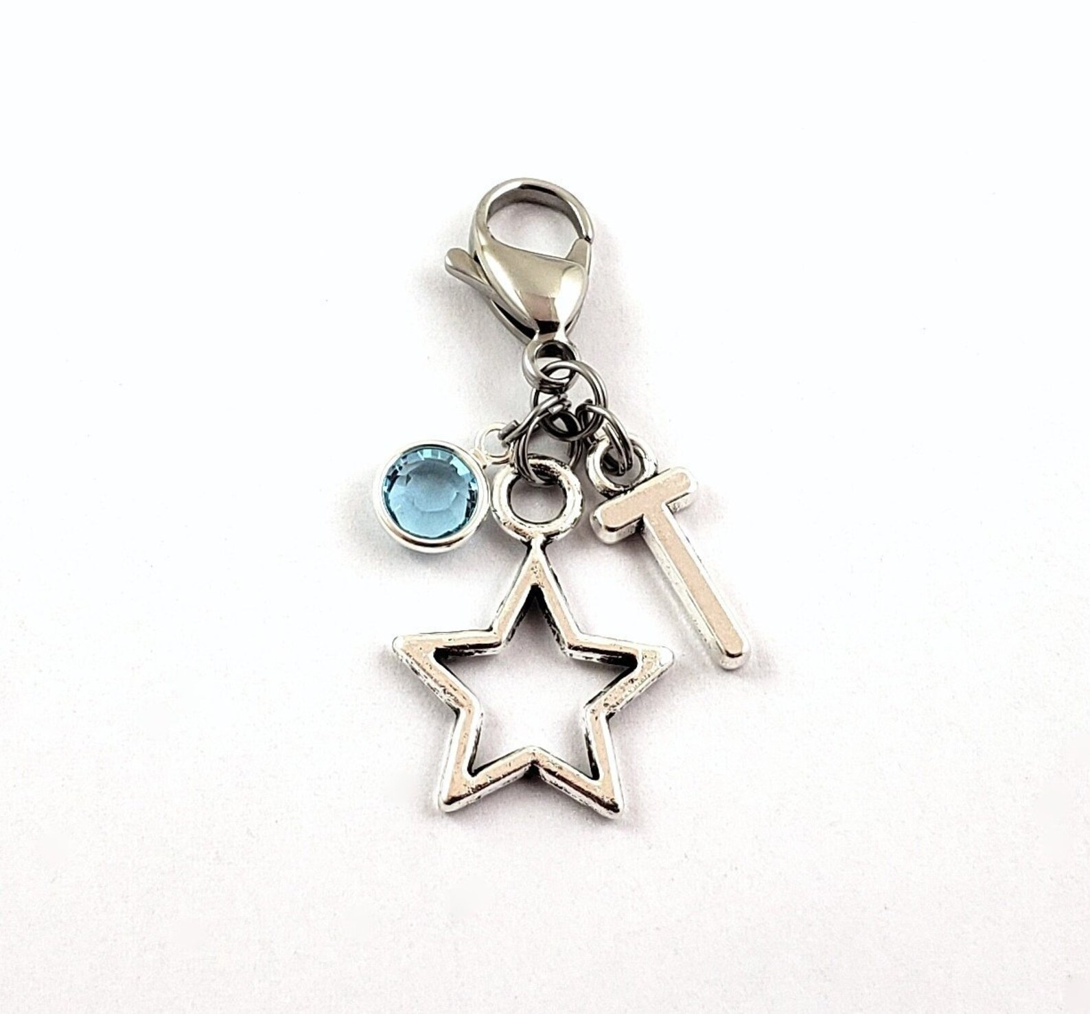 Star Zipper Pull- Choose a Birthstone and Initial, Personalized Star ...