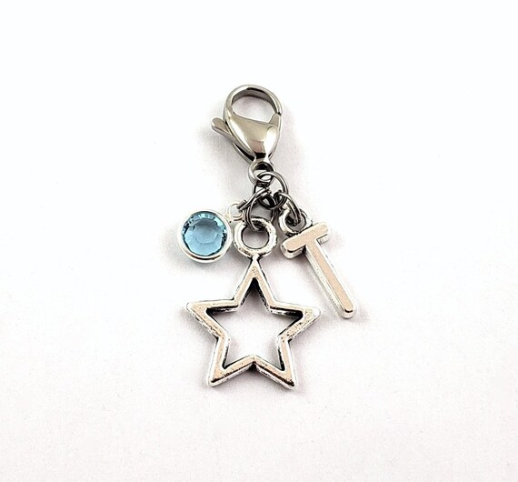 Star Zipper Pull Choose a Birthstone and Initial | Etsy