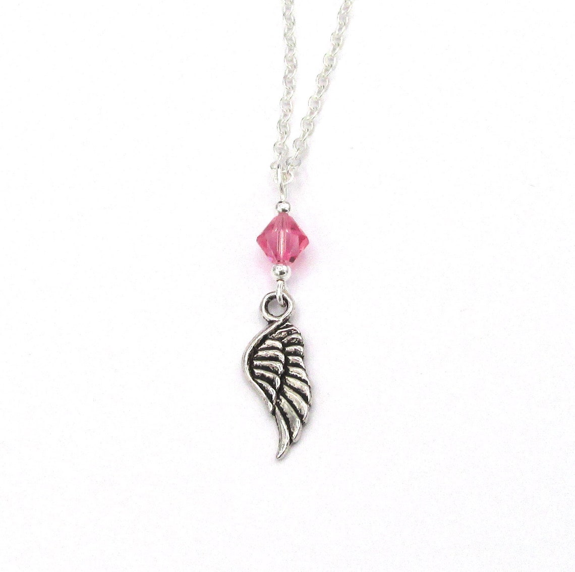 Wing Necklace Choose a Birthstone Wing Jewelry Angel Wing - Etsy