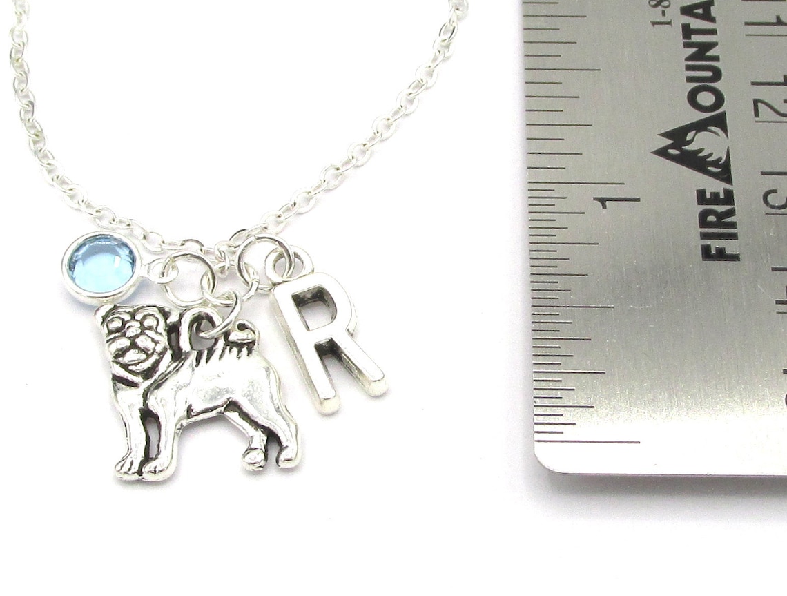 Pug Bracelet- Birthstone and Initial, Pug Jewelry, Pug Gift ...