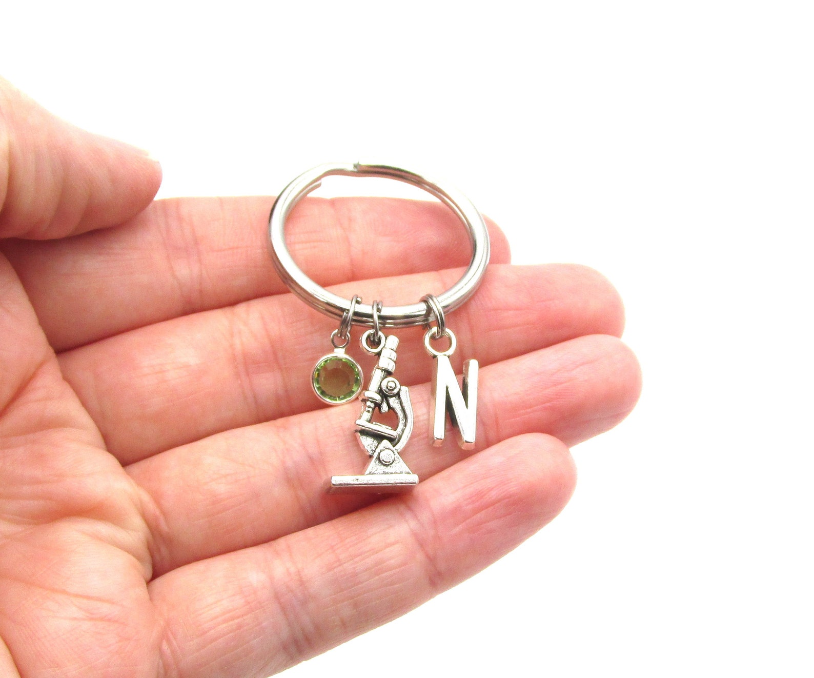 Microscope Keychain Choose a Birthstone and Initial - Etsy