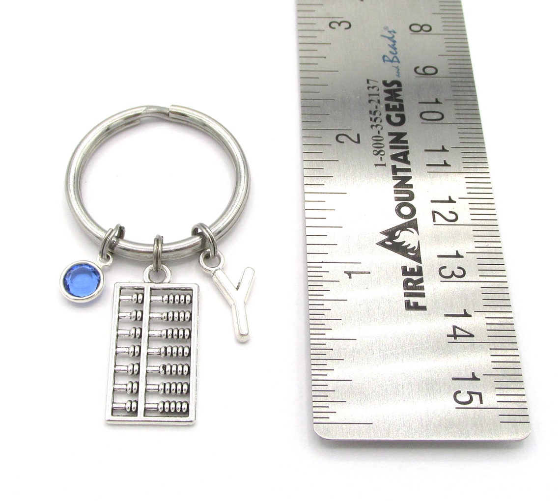 Abacus Keychain- Birthstone and Initial, Abacus Keyring, Math Teacher ...