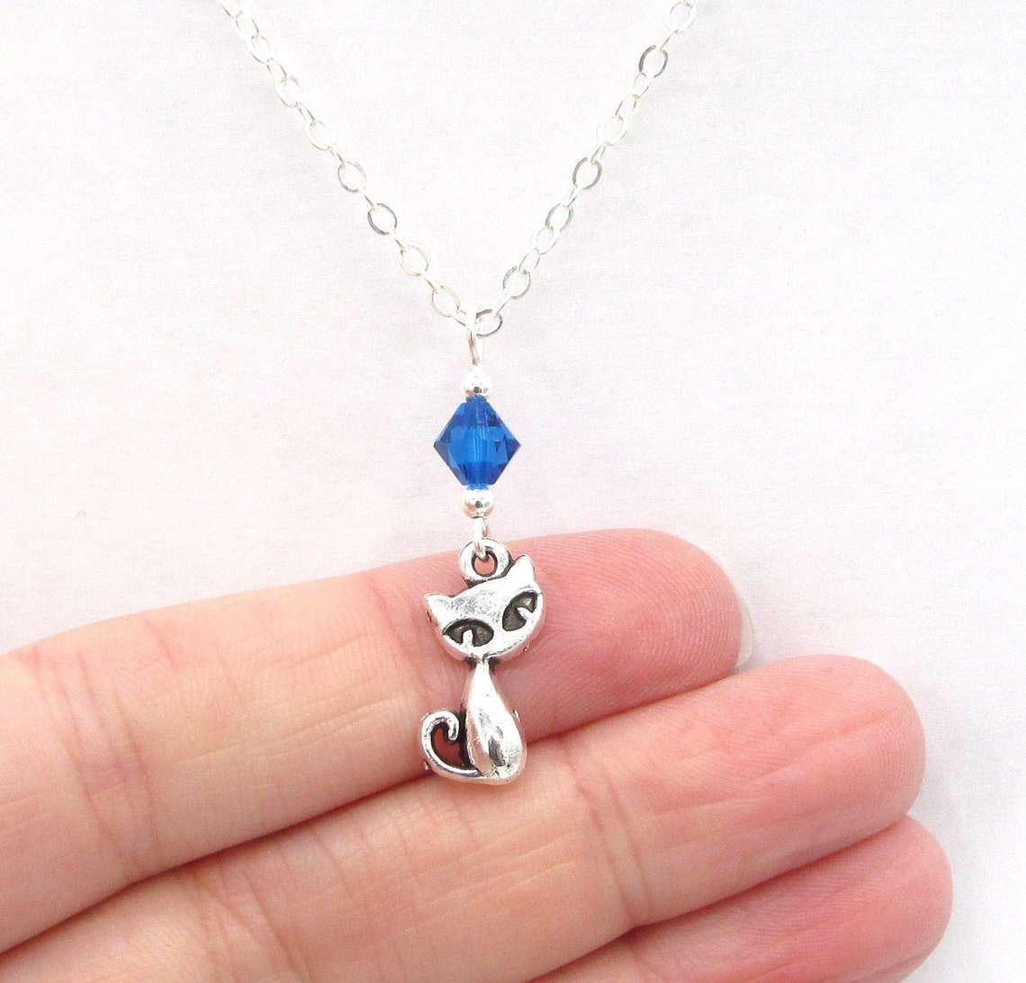 Cat Necklace choose a birthstone Cat Jewelry Siamese Cat | Etsy
