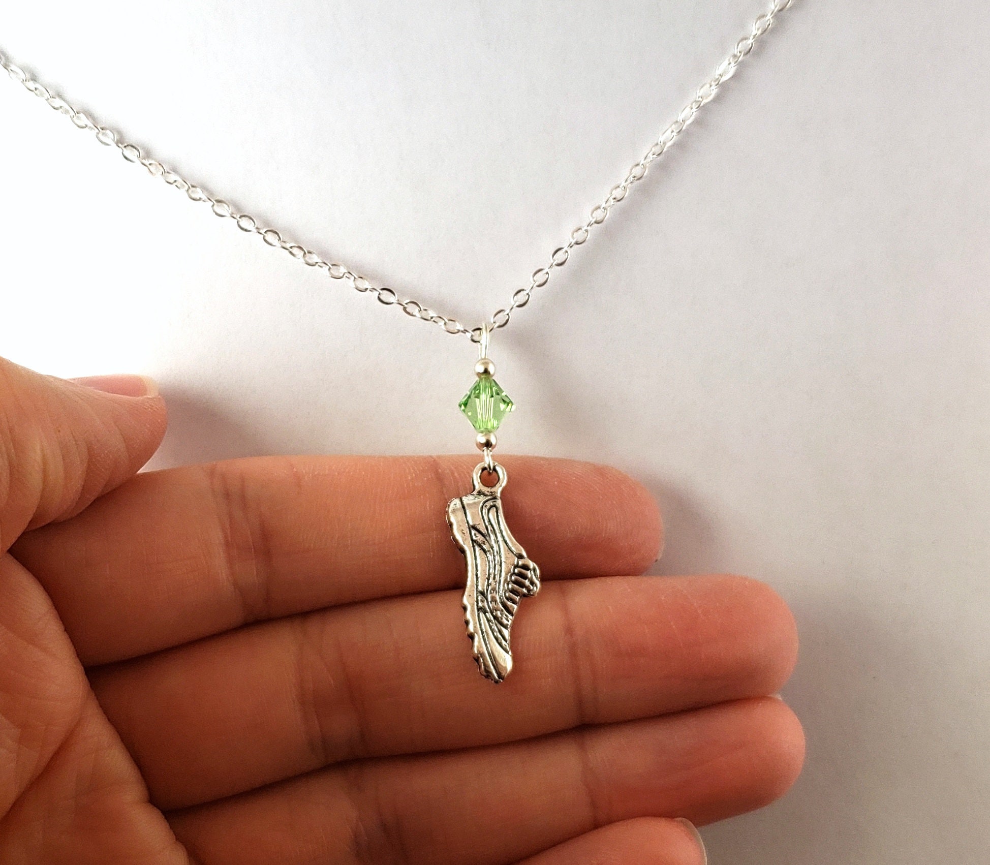 Runner Necklace Choose a Birthstone Running Pendant I Love - Etsy