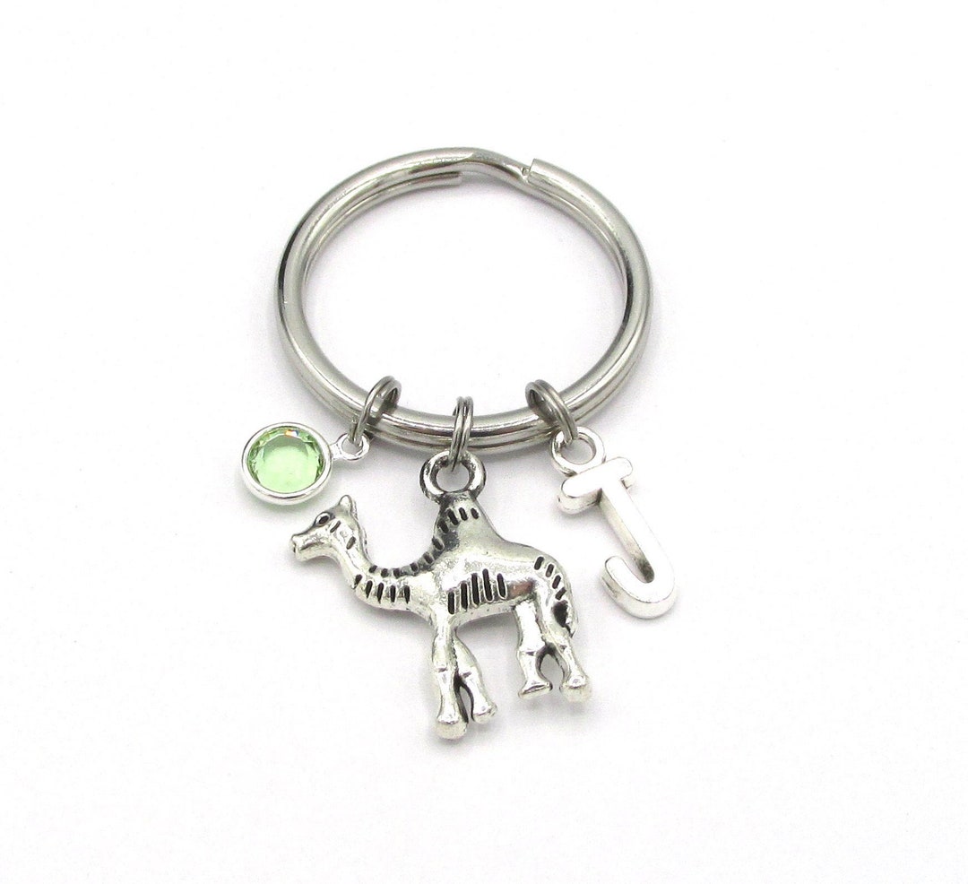 Camel Keychain- Birthstone and Initial, Camel Keyring, Camel ...