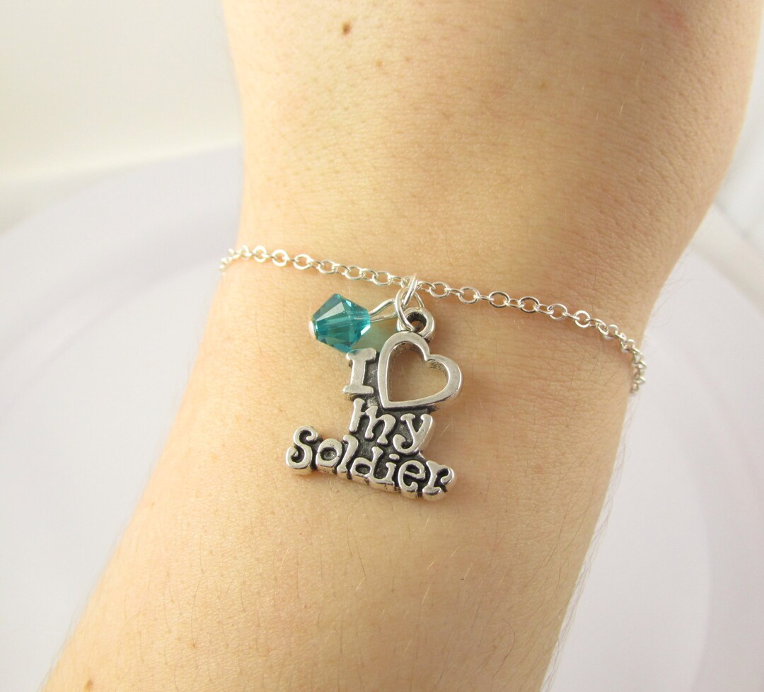 I Love My Soldier Bracelet- Choose a Birthstone, Soldier Bracelet ...