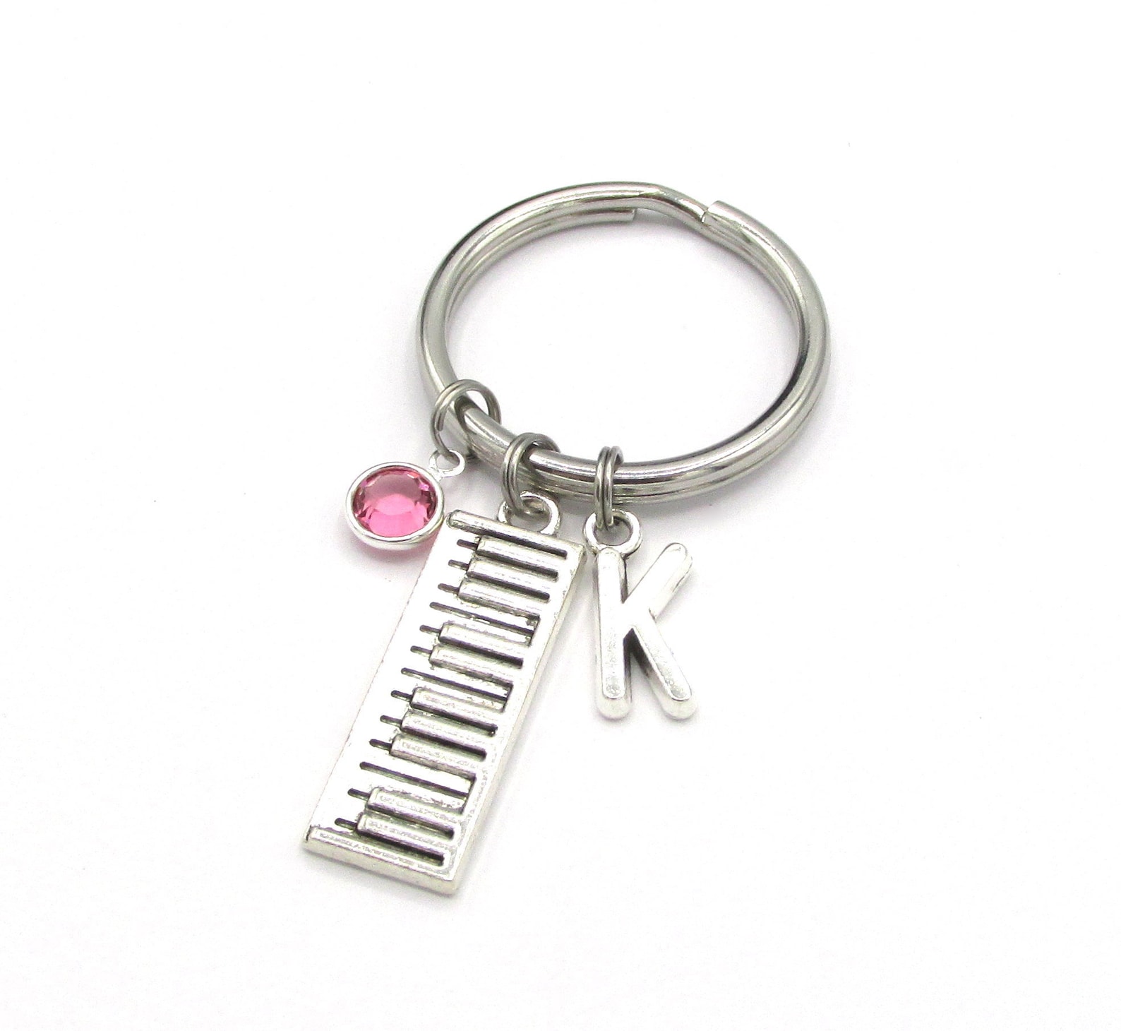 Piano Keychain Birthstone and Initial Piano Keyring Piano - Etsy