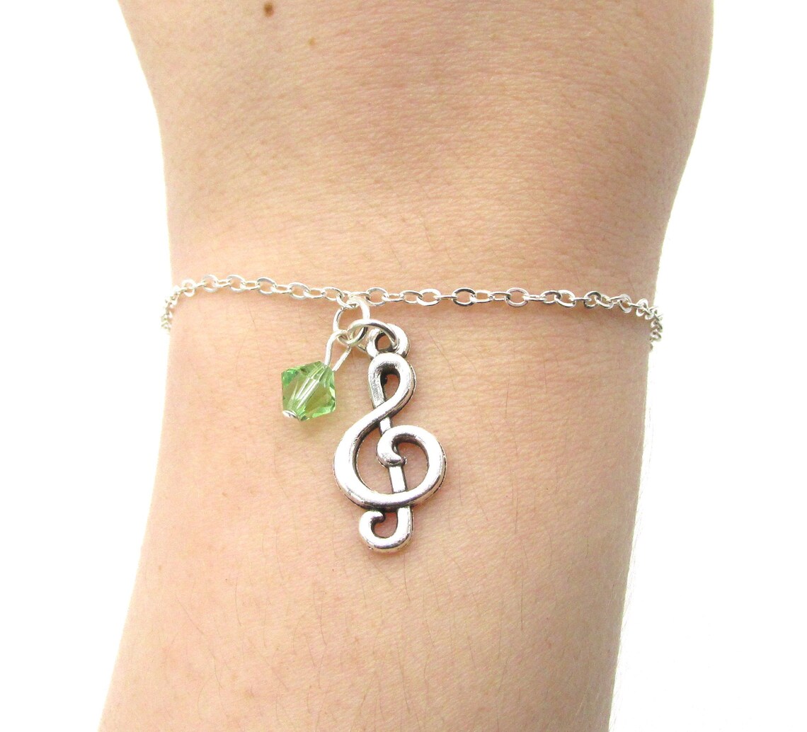 Treble Clef Bracelet Choose a Birthstone Treble Clef - Etsy