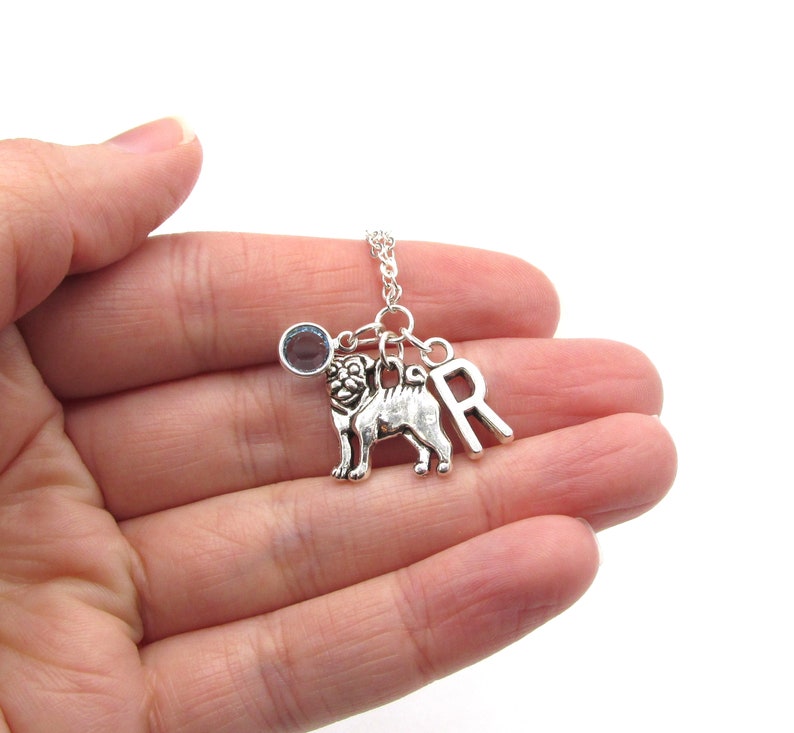 Pug Bracelet- Birthstone and Initial, Pug Jewelry, Pug Gift ...