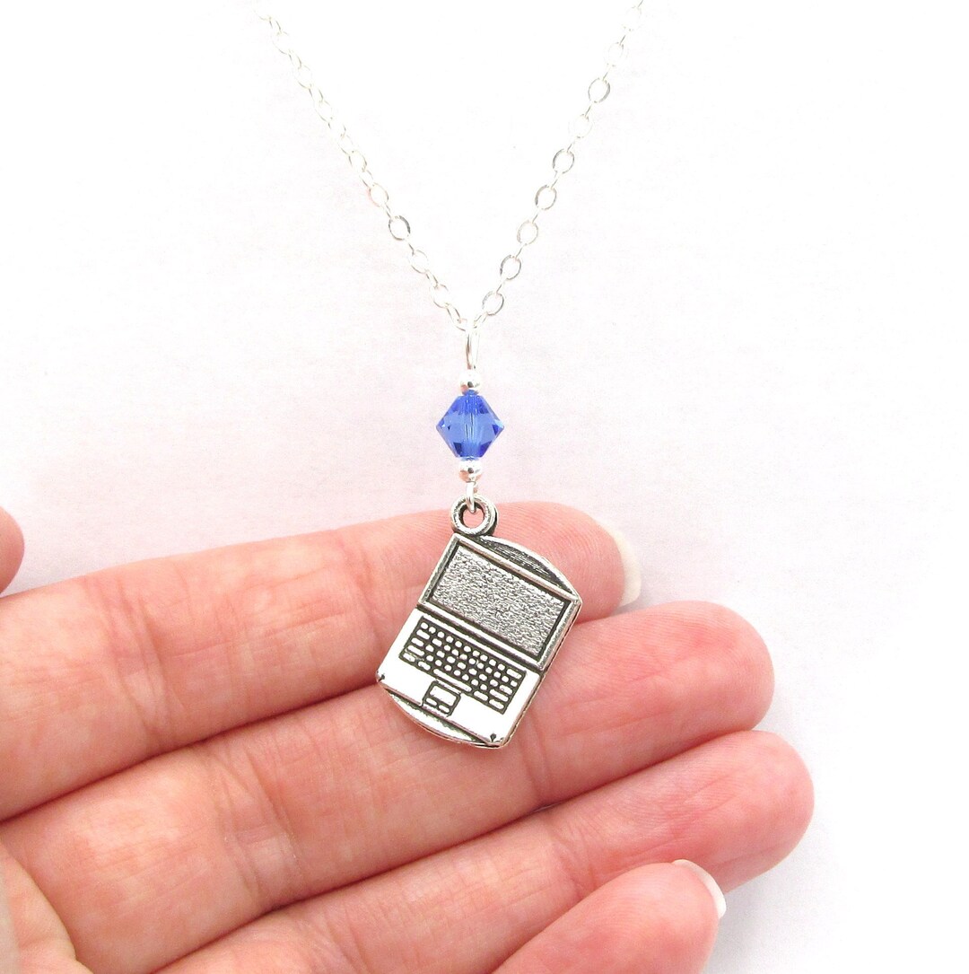 Laptop Necklace- Choose a Birthstone, PC Pendant, Computer Pendant ...