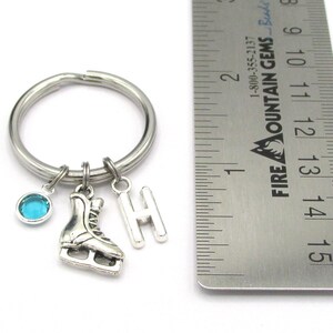 Ice Skate Keychain- Birthstone and Initial, Ice Skating Keyring, Skate ...