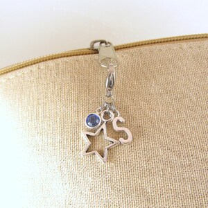 Star Zipper Pull- Choose a Birthstone and Initial, Personalized Star ...