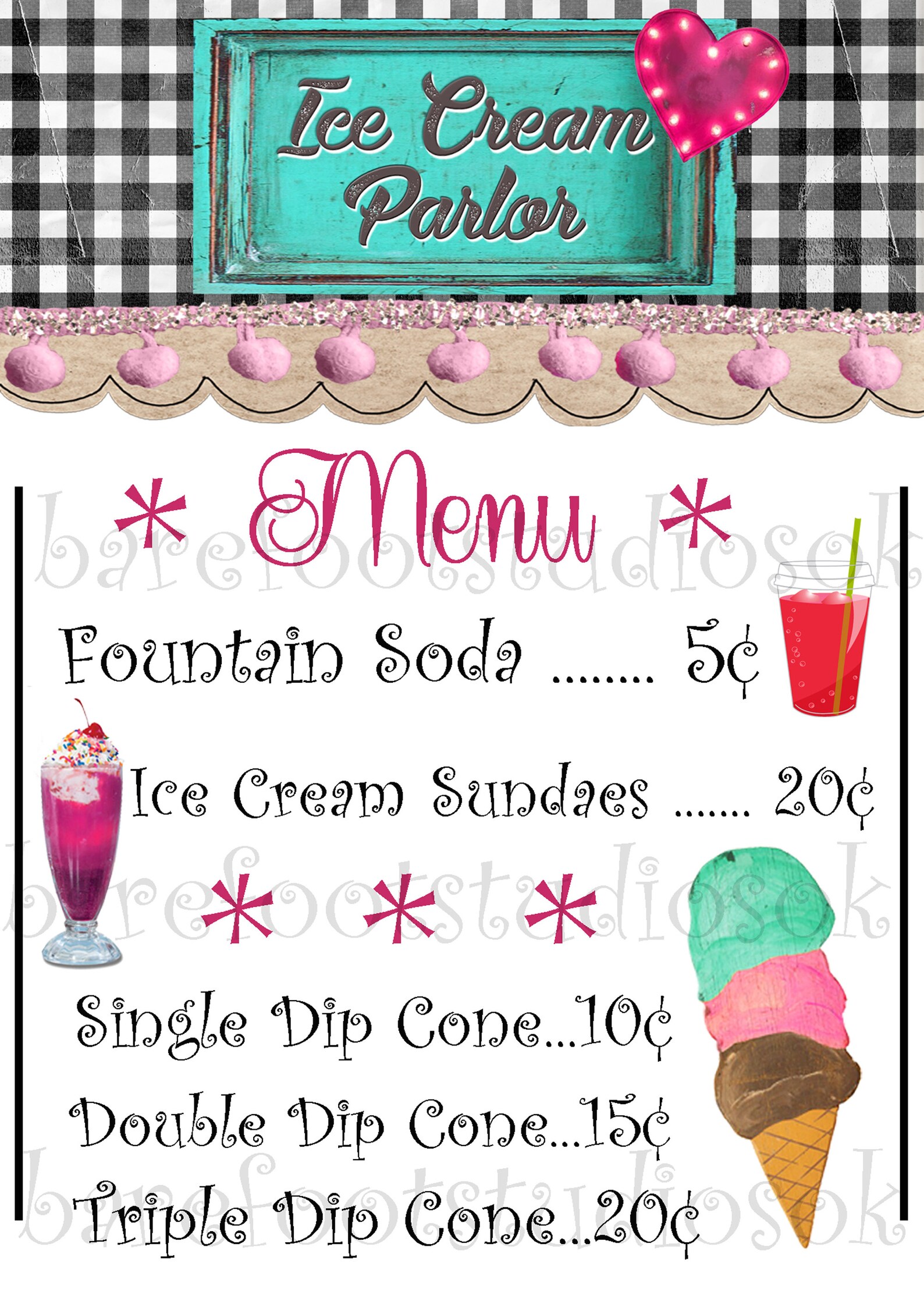 50's Diner Ice Cream Parlor Birthday Invitation, Retro 50's Theme ...