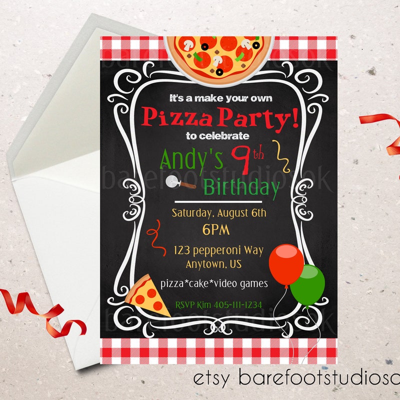 Pizza Party Invitation - Etsy