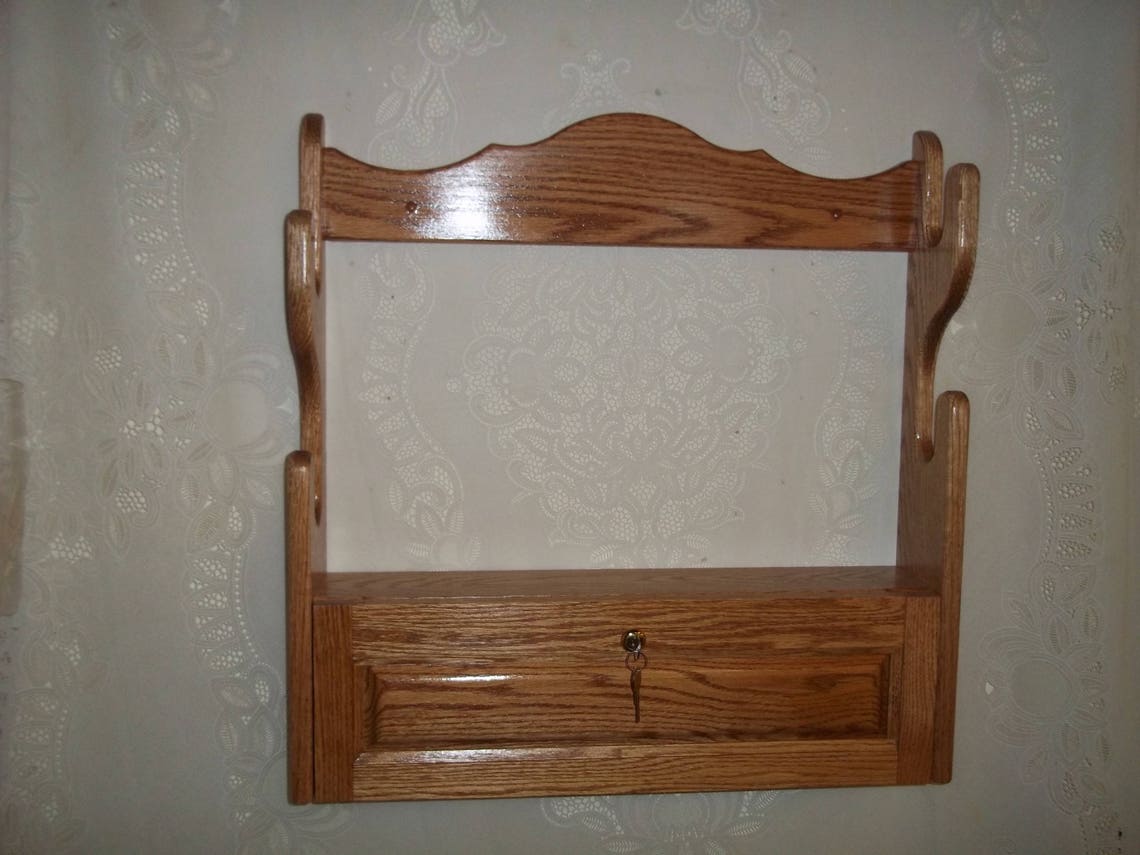 2 Gun Rack W/ Locking Storage Compartment Golden Oak Finish - Etsy