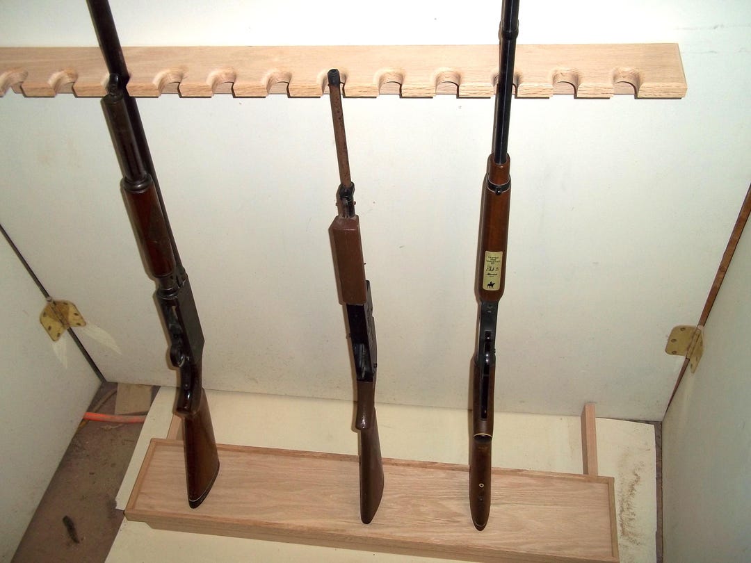 36” Closet Gun Rack & Butt Rest - Single Barrel Model – Unfinished Red ...