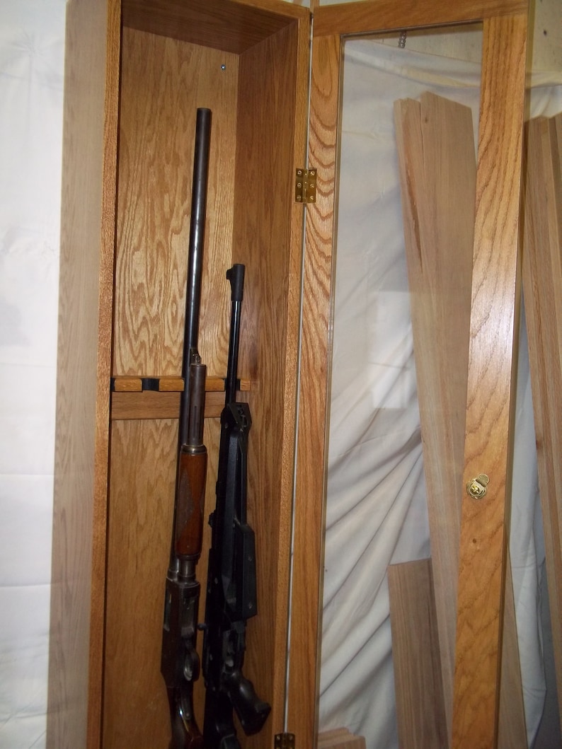 Red Oak Locking Gun Cabinet for 4 Rifles or Shotguns - Etsy