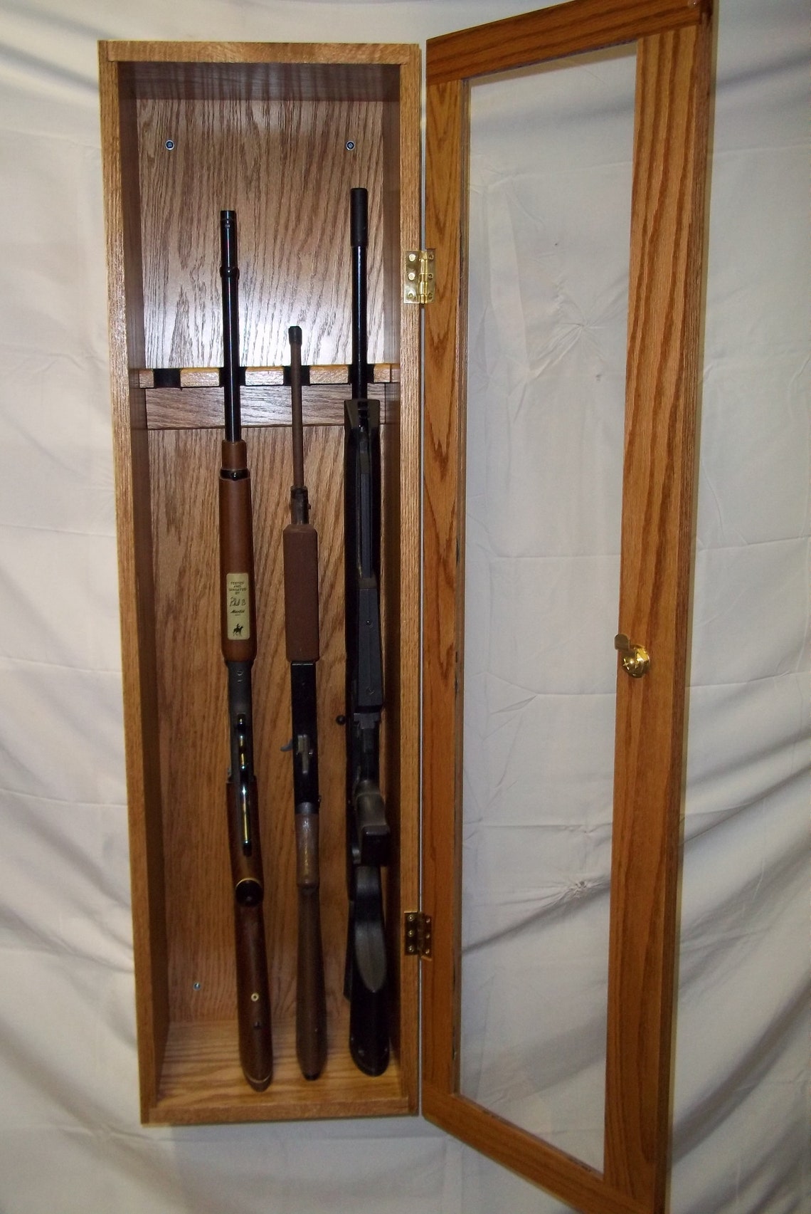 Red Oak Locking Gun Cabinet for 4 Rifles - Etsy