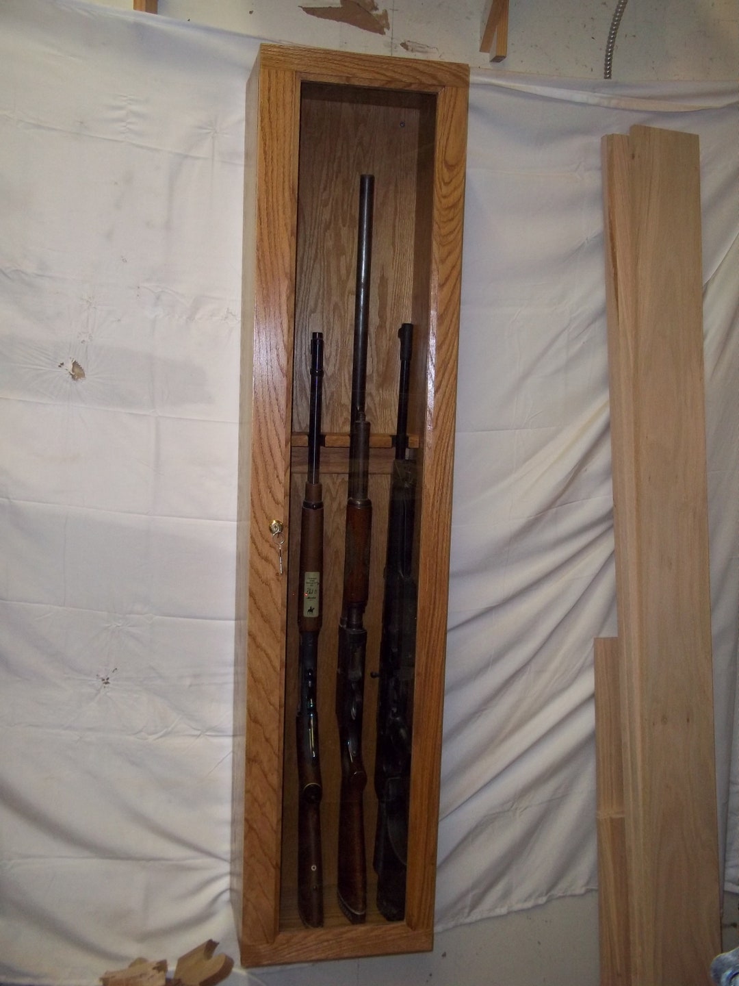 Red Oak Locking Gun Cabinet for 4 Rifles or Shotguns - Etsy