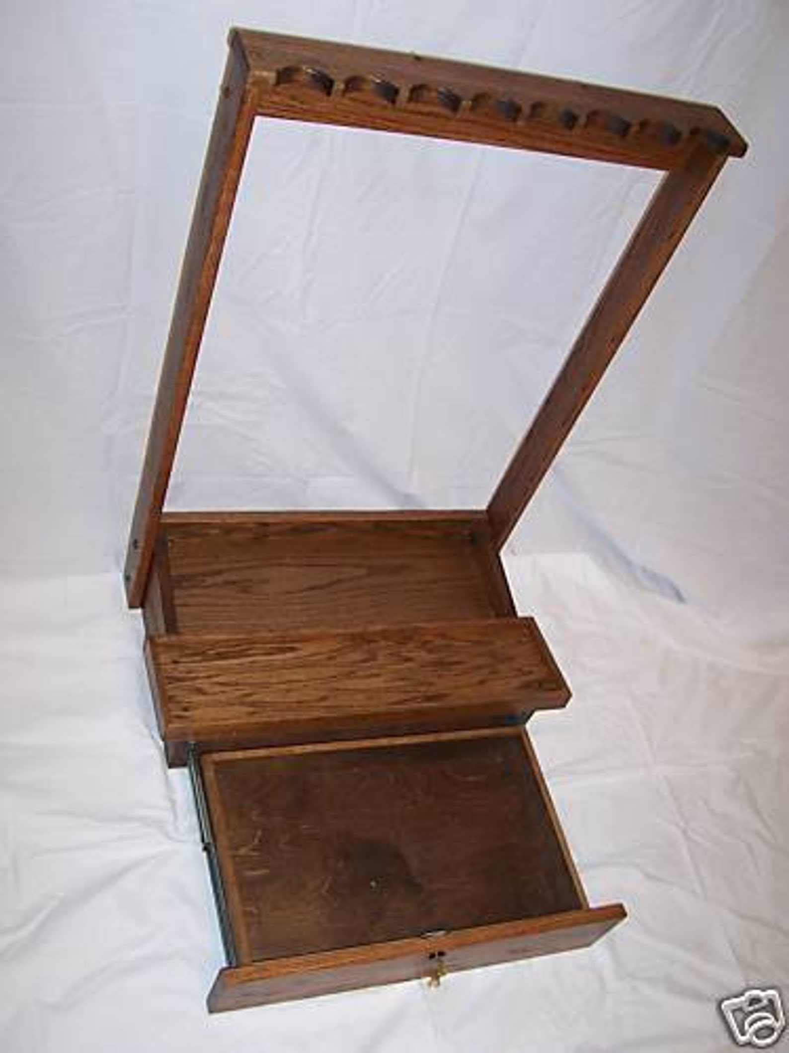Red oak 8 gun display rack w/ locking drawer Available | Etsy