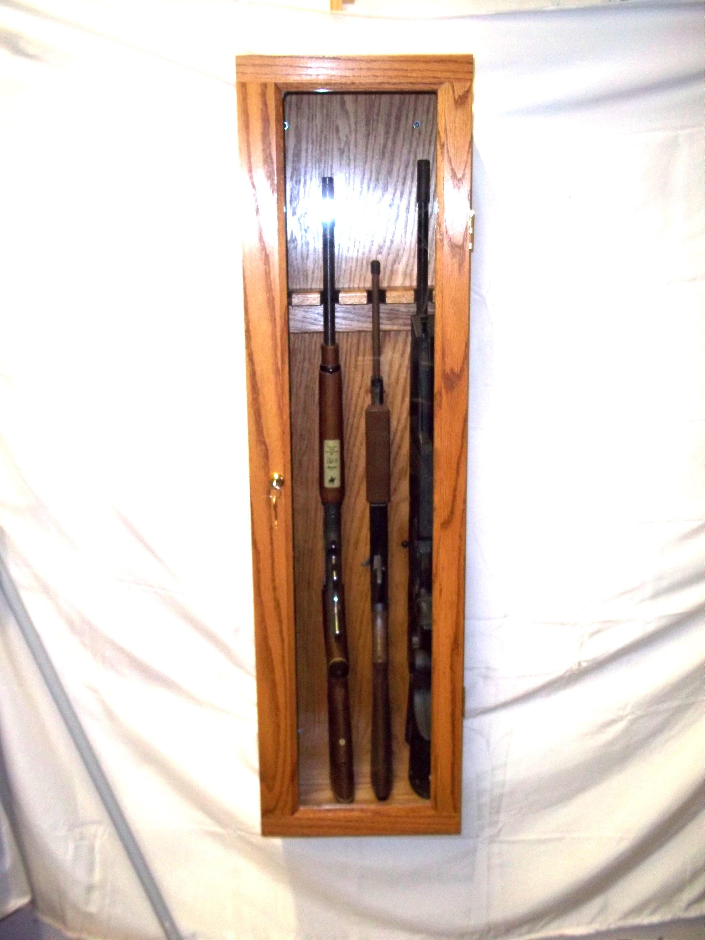 Red Oak Locking Gun Cabinet for 4 Rifles - Etsy