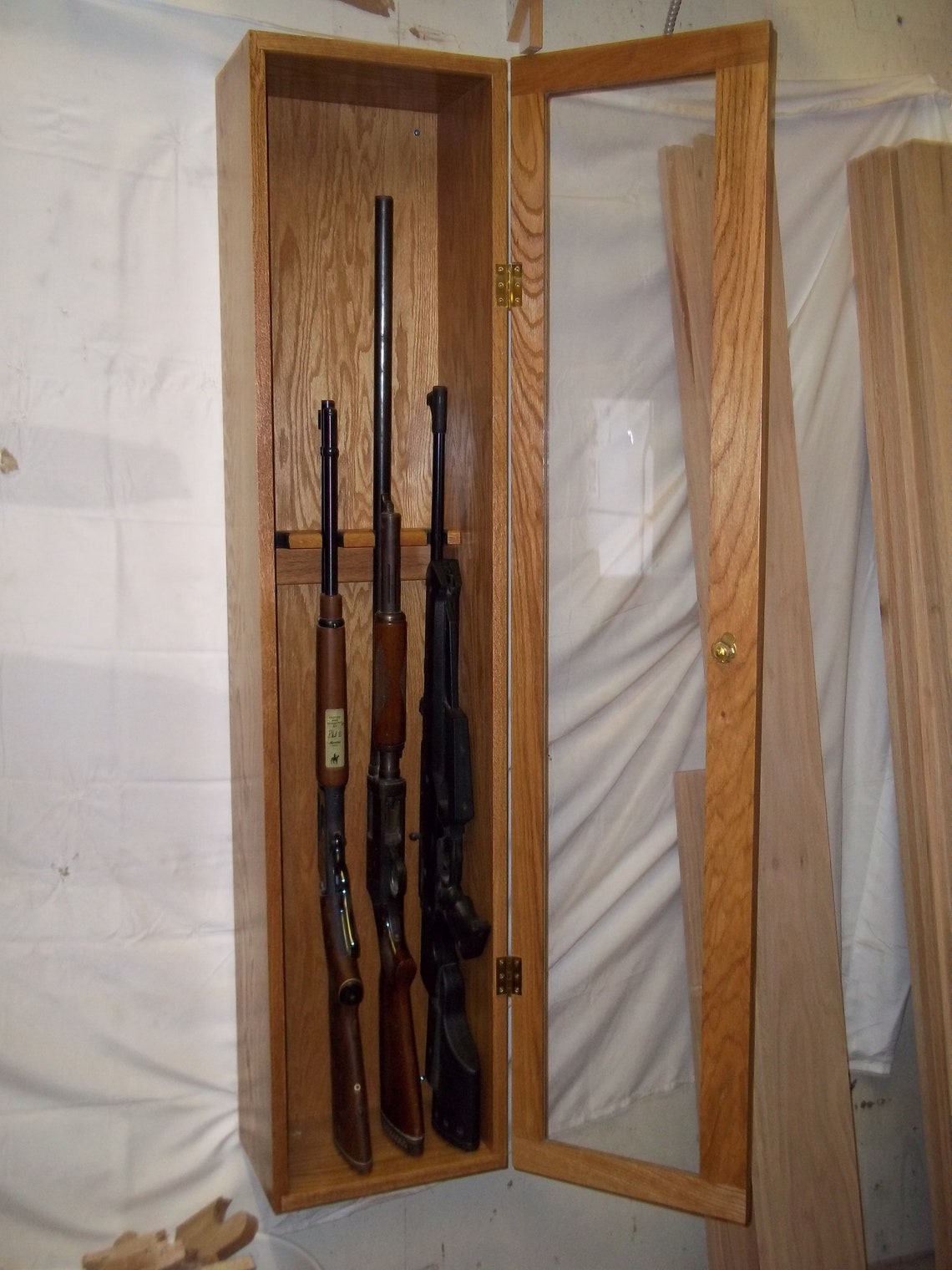 Red Oak Locking Gun Cabinet for 4 Rifles or Shotguns - Etsy