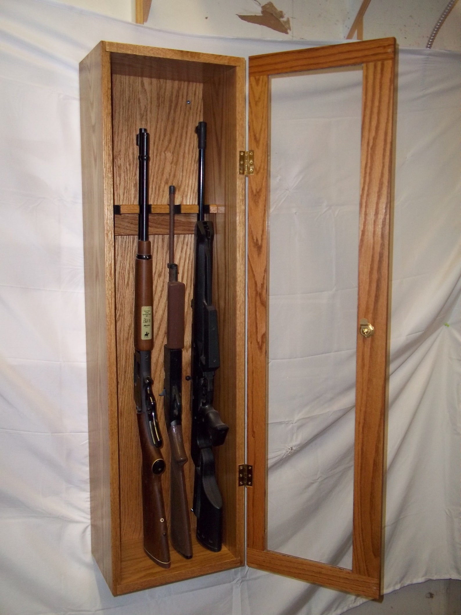 Red Oak Locking Gun Cabinet for 4 Rifles - Etsy
