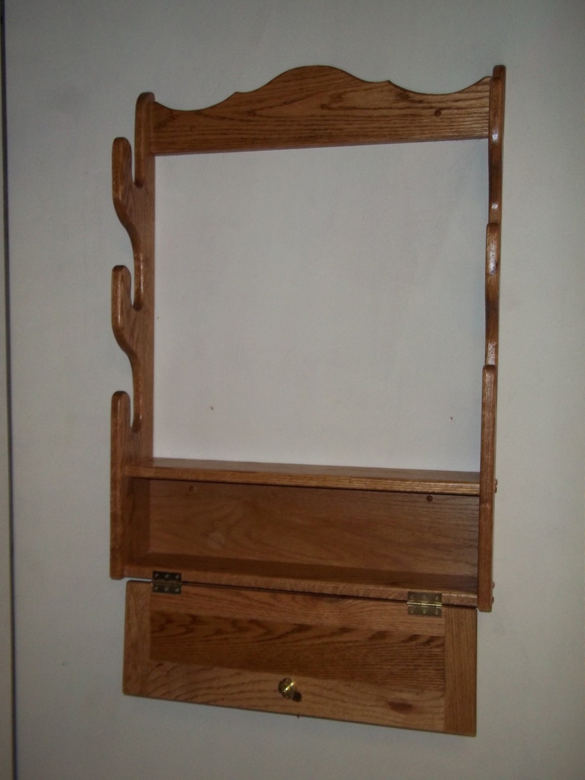 3 Gun Red Oak Rack With Locking Storage Compartment Golden | Etsy