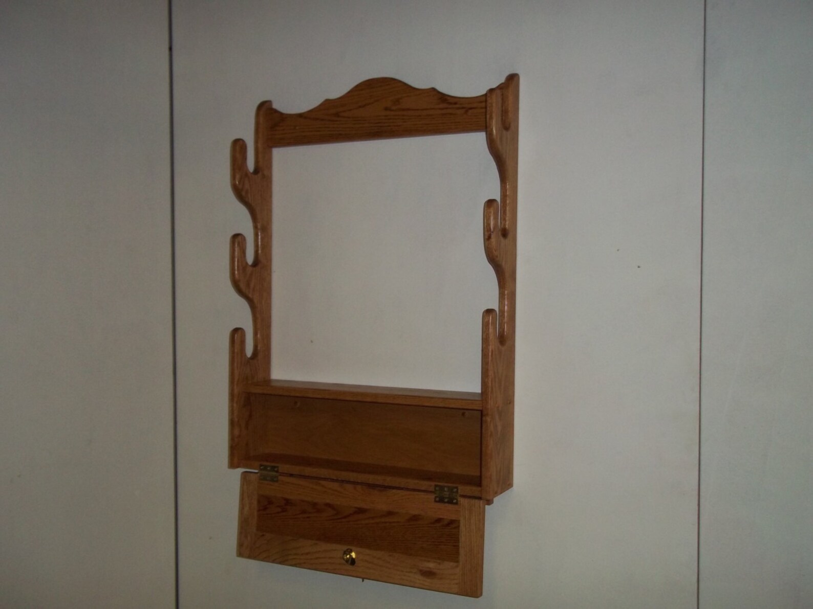 3 Gun Red Oak Rack With Locking Storage Compartment Golden | Etsy