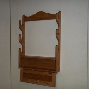 3 Gun Red Oak Rack With Locking Storage Compartment Golden Oak Finish ...
