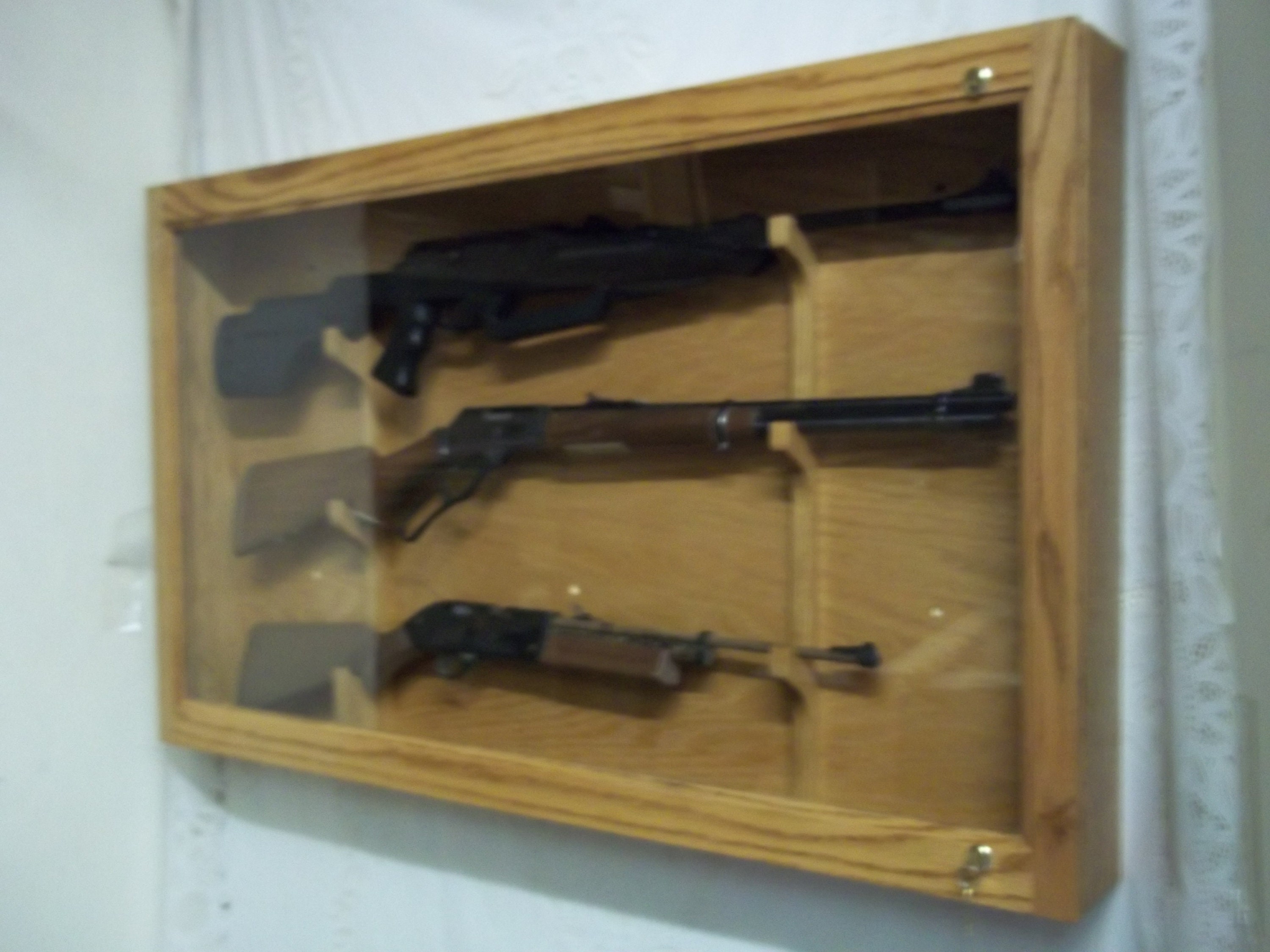 3 Gun Locking Display Gun Case~red Oak W/ Golden Oak Stain - Etsy
