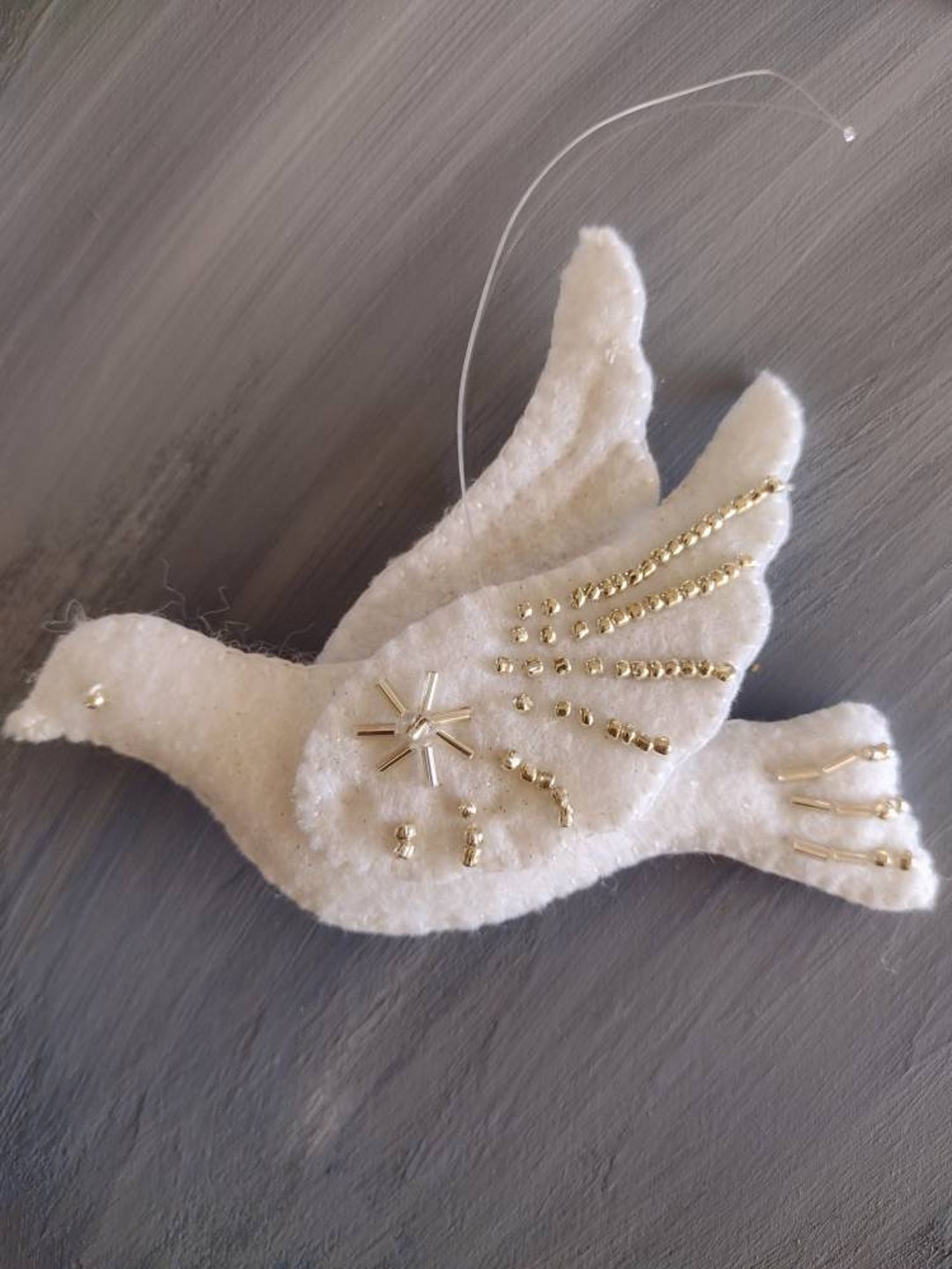Dove Ornament Beaded White Felt Christmas Ornament Peace Dove - Etsy