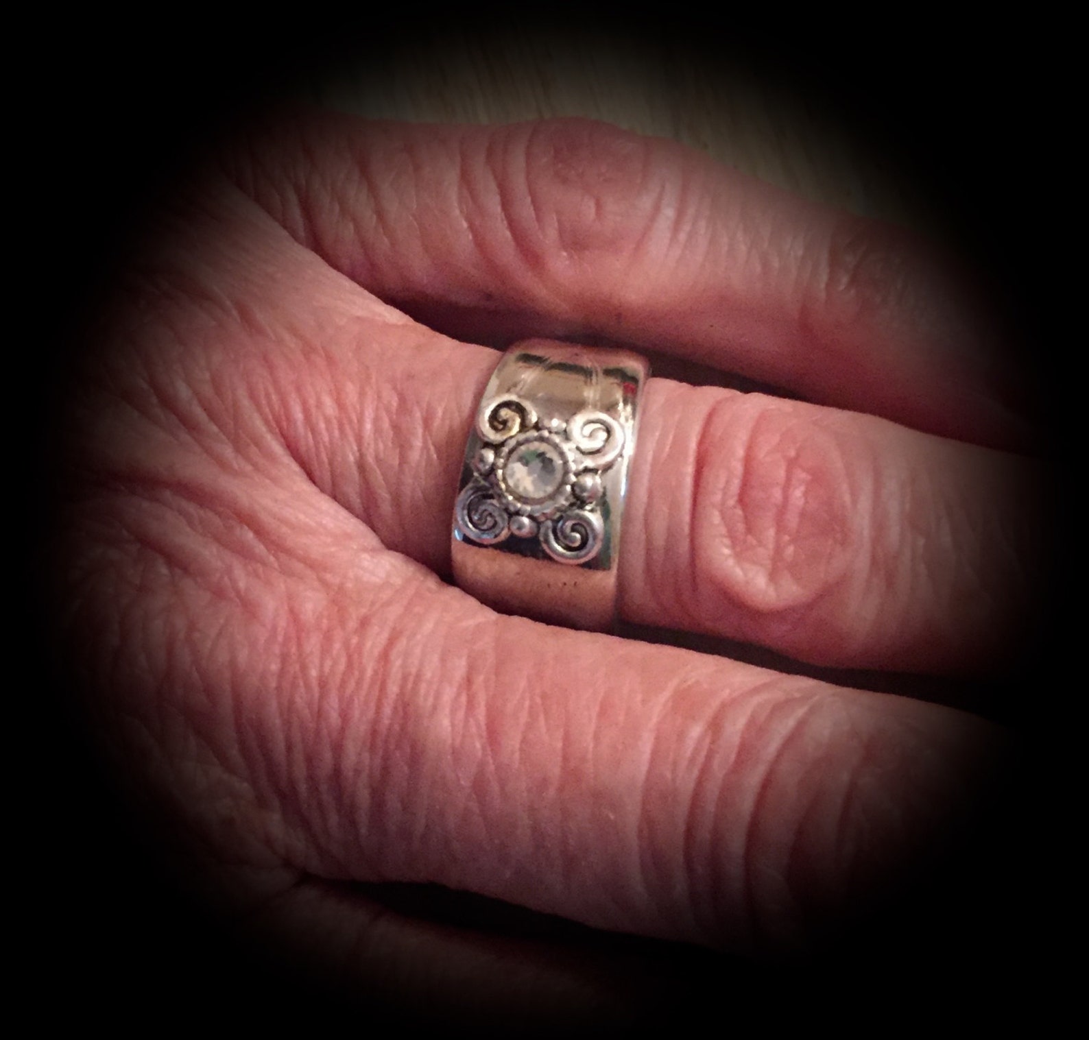 Silver Spoon Ring With Crystal - Etsy