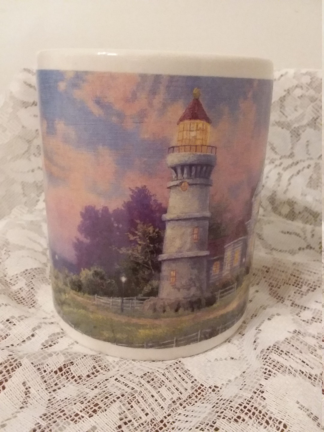 Lighthouse Mug-thomas Kinkade Ceramic Coffee Cup-vintage - Etsy