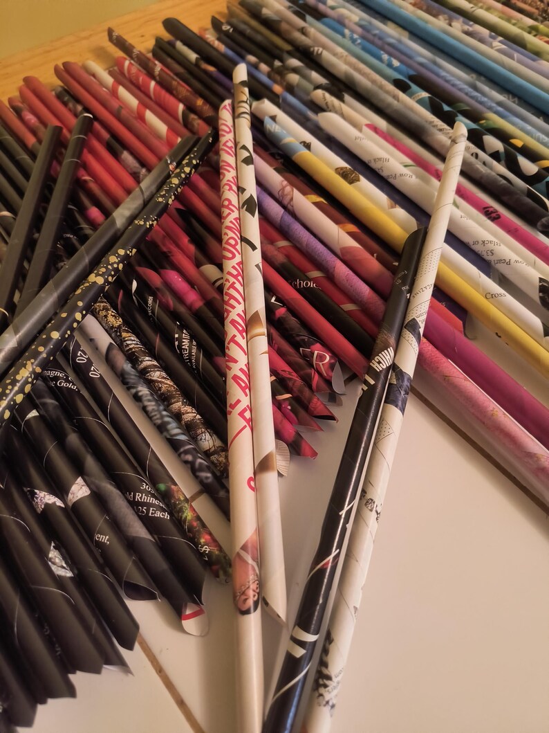 Rolled Magazine Page Straws: Paper Art Supply - Lot of 100 - Etsy