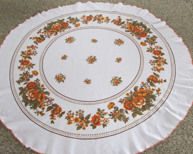 1970s Vintage Linen Round Tablecloth Vintage 70s Tablecloth - Etsy