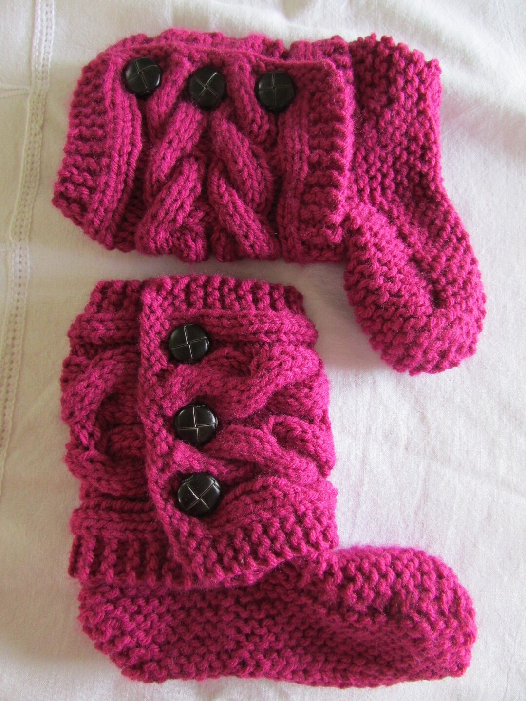 Orchid Pink Knitted Cozy Slippers Slipper Socks Pink Slippers Women's ...