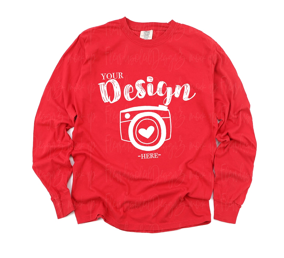 6014 Red Comfort Colors Mockup| Comfort Colors Long Sleeve T-shirt ...