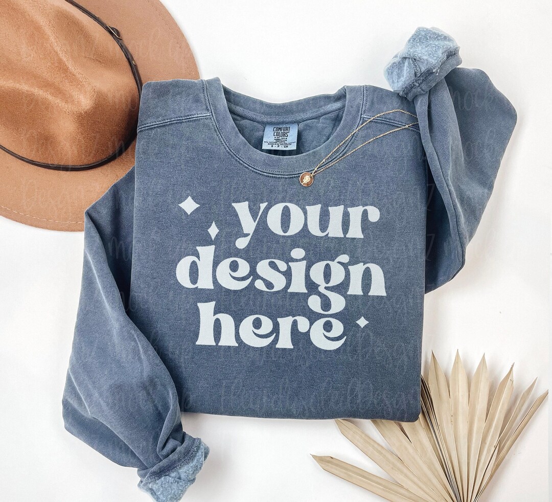 Comfort Colors 1566 Denim Mockup Comfort Colors Sweatshirt Mockup Denim ...