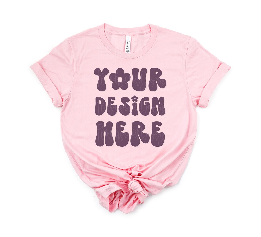 Pink Bella Canvas 3001 Flat Lay Mockup, Bella Canvas T-shirt Mockup ...