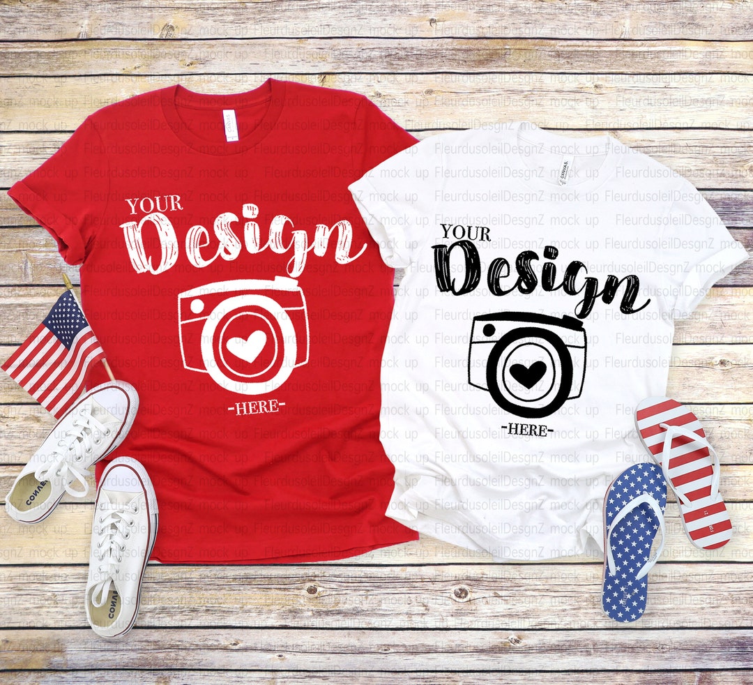 Patriotic Mockup 4th of July Mockup | Bella Canvas 3001 Red & White ...