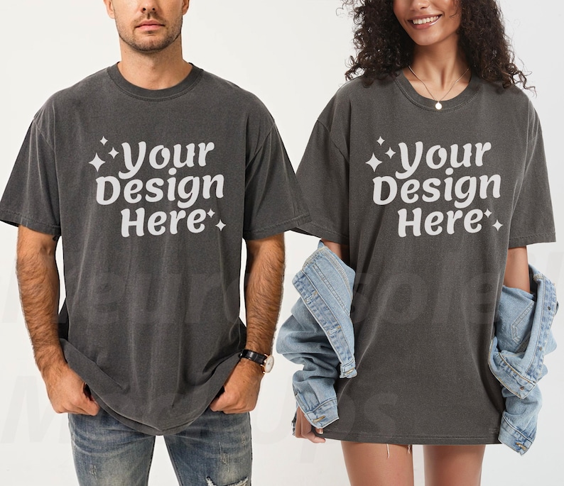Couple Shirt Mockup Comfort Colors 1717 Pepper, 2 Shirt Mockup With ...