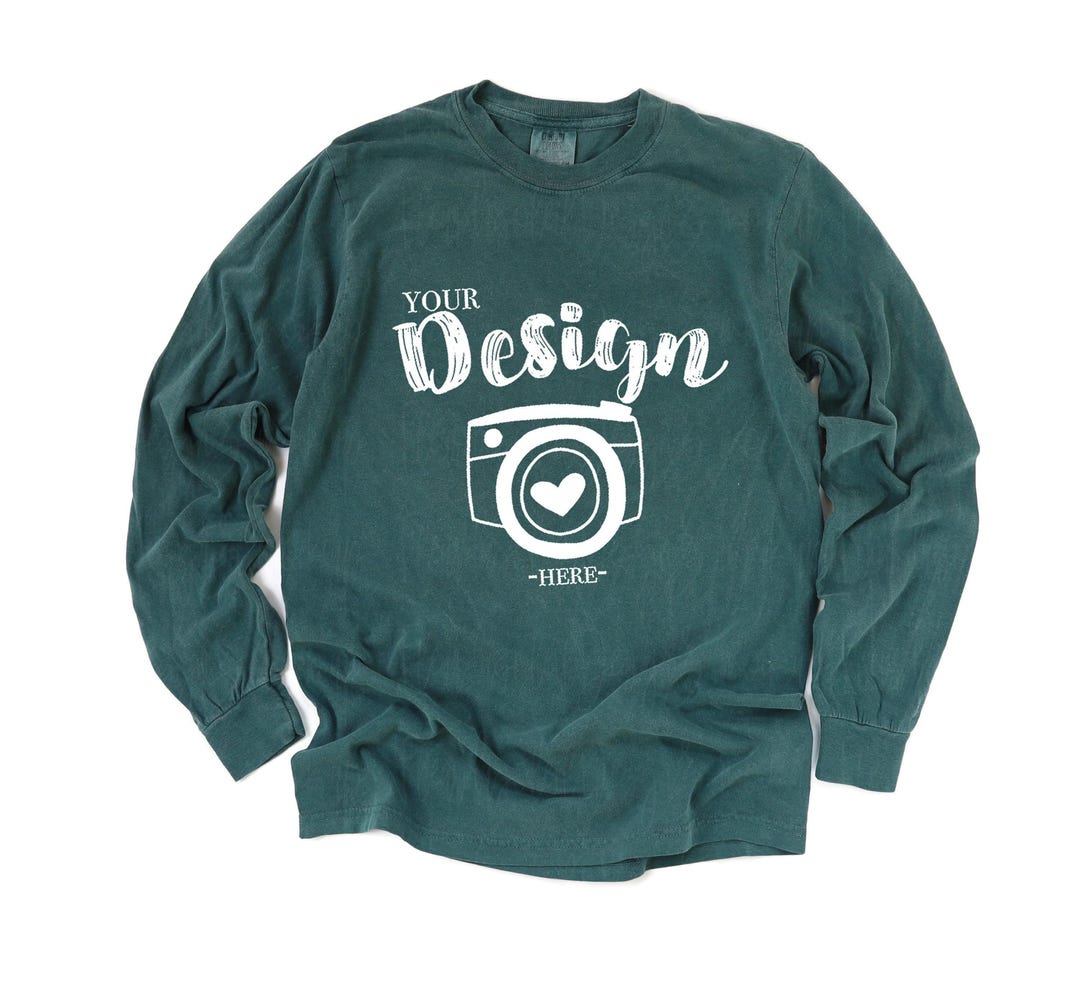 Comfort Colors 6014 Blue Spruce Mockup | Flat Lay T-shirt Photo | Real ...