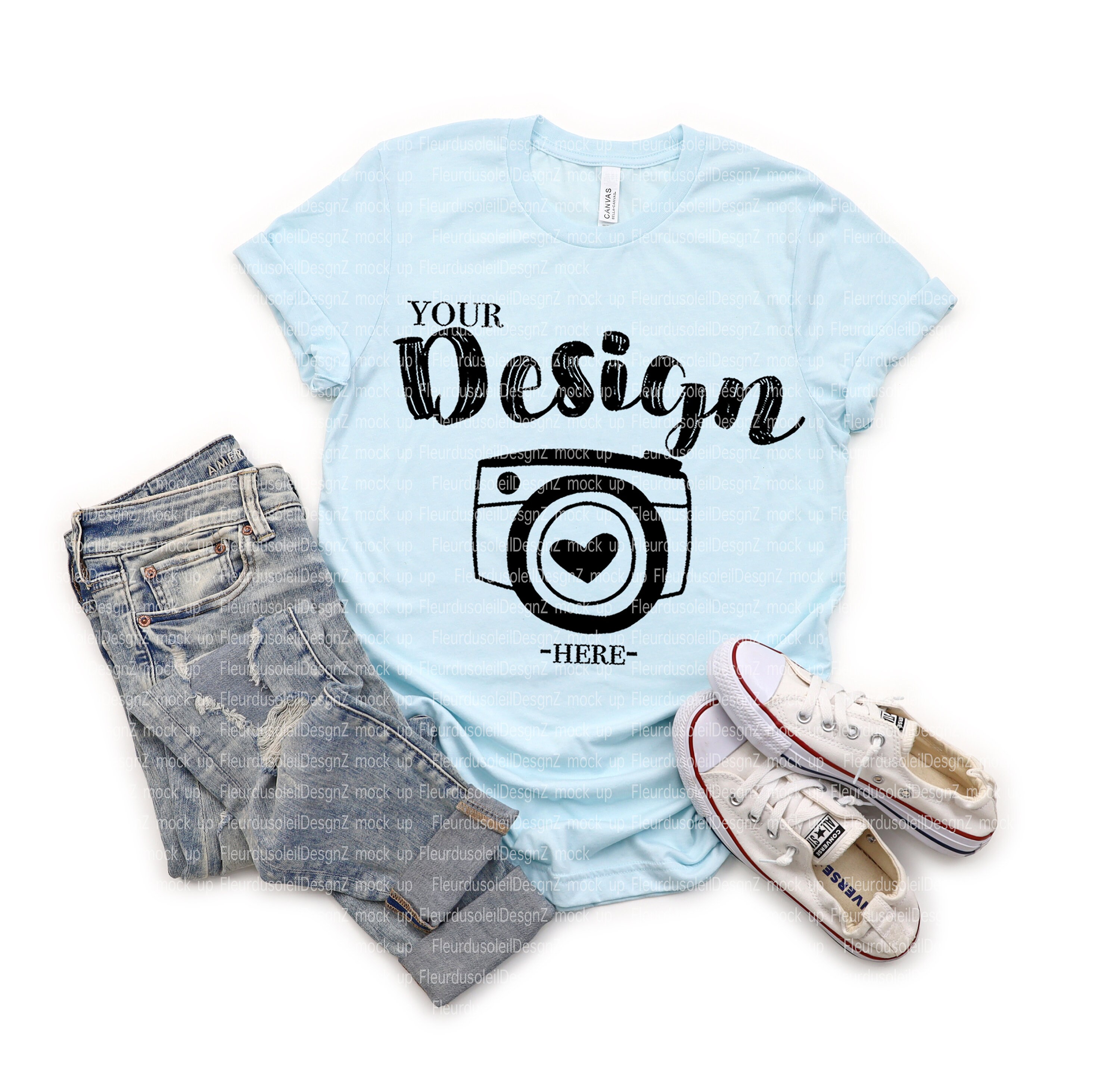 Bella canvas 3001 Heather Ice Blue mockup summer tshirt mockup | Etsy